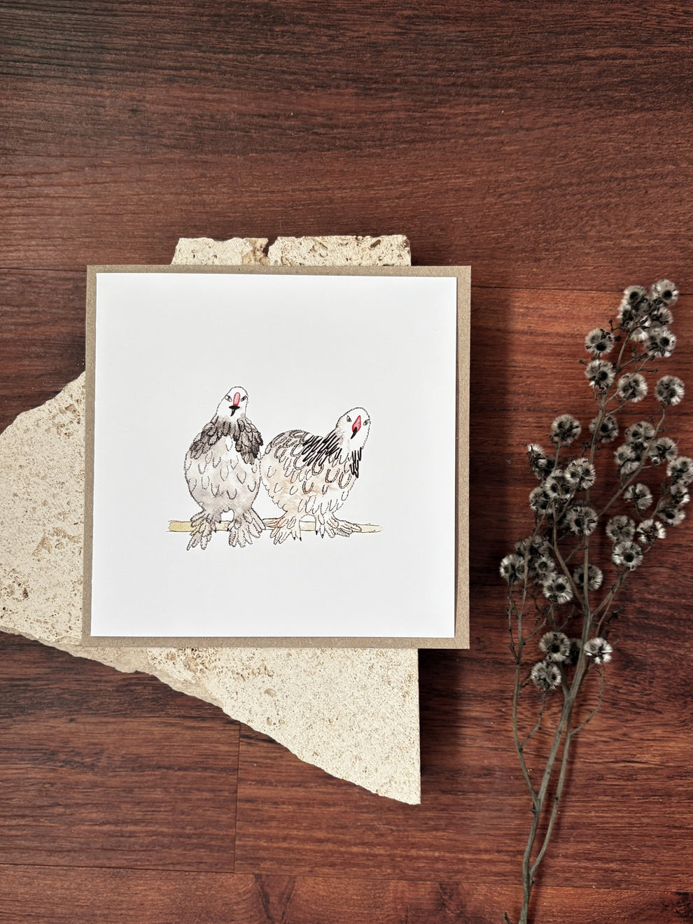 blank two chooks card – Herd and Harvest Farm